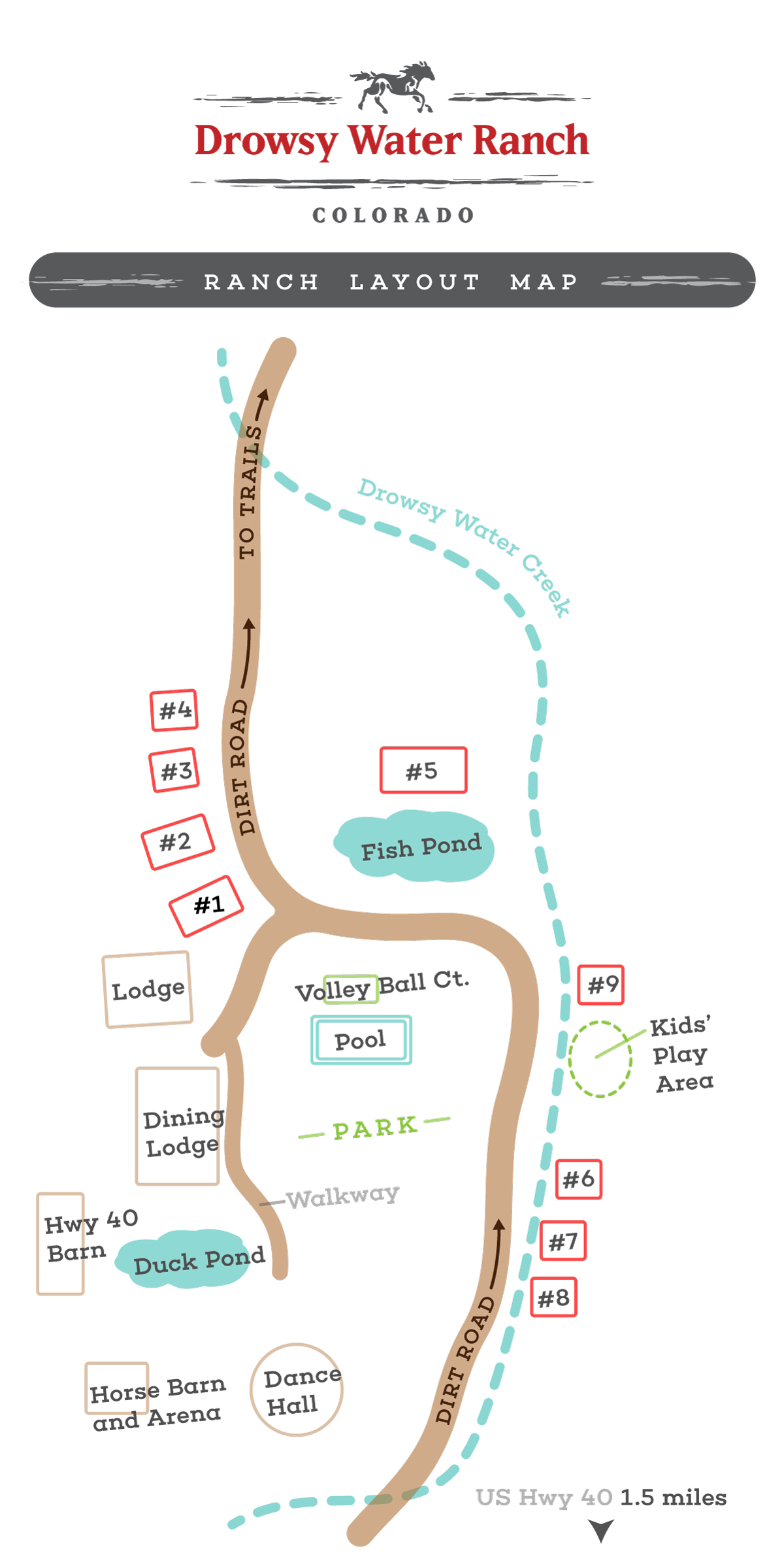 Ranch Layout Map - Drowsy Water Ranch