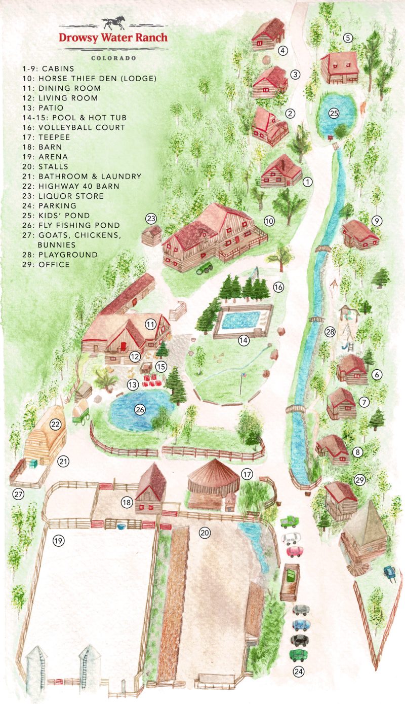 Ranch Layout Map - Drowsy Water Ranch